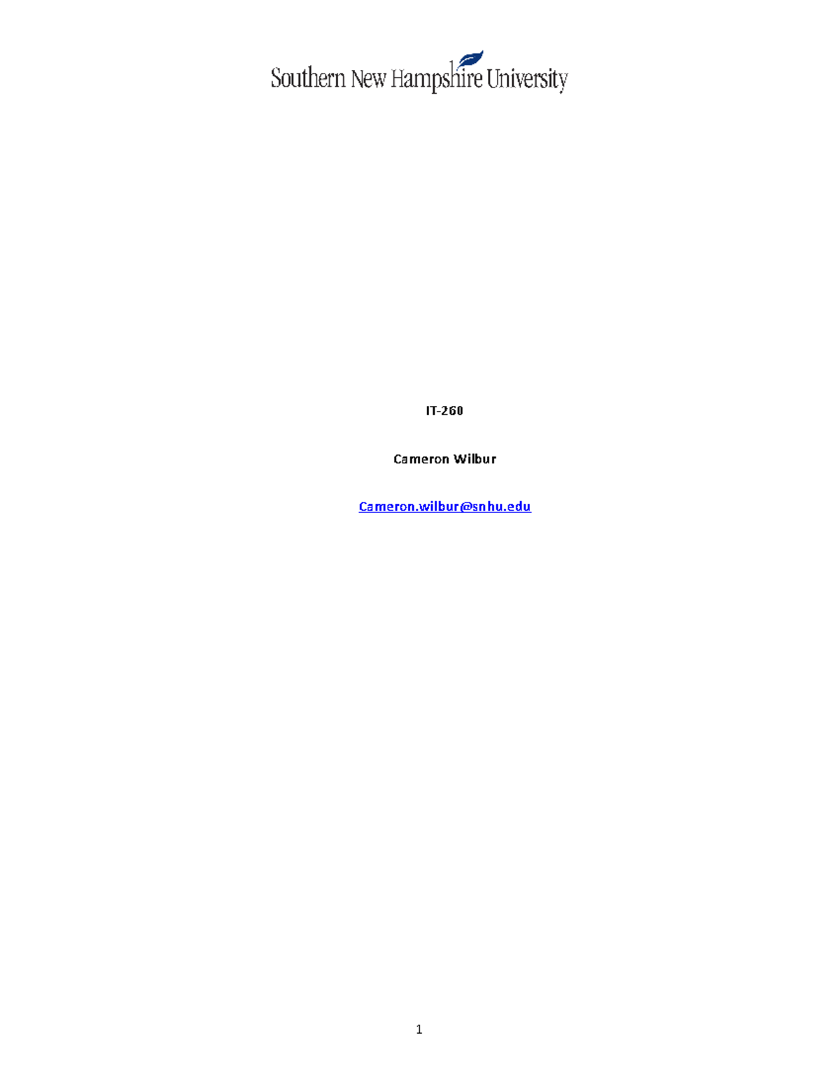 IT 260 Project Three - IT- Cameron Wilbur Cameron@snhu IT 260 Module ...