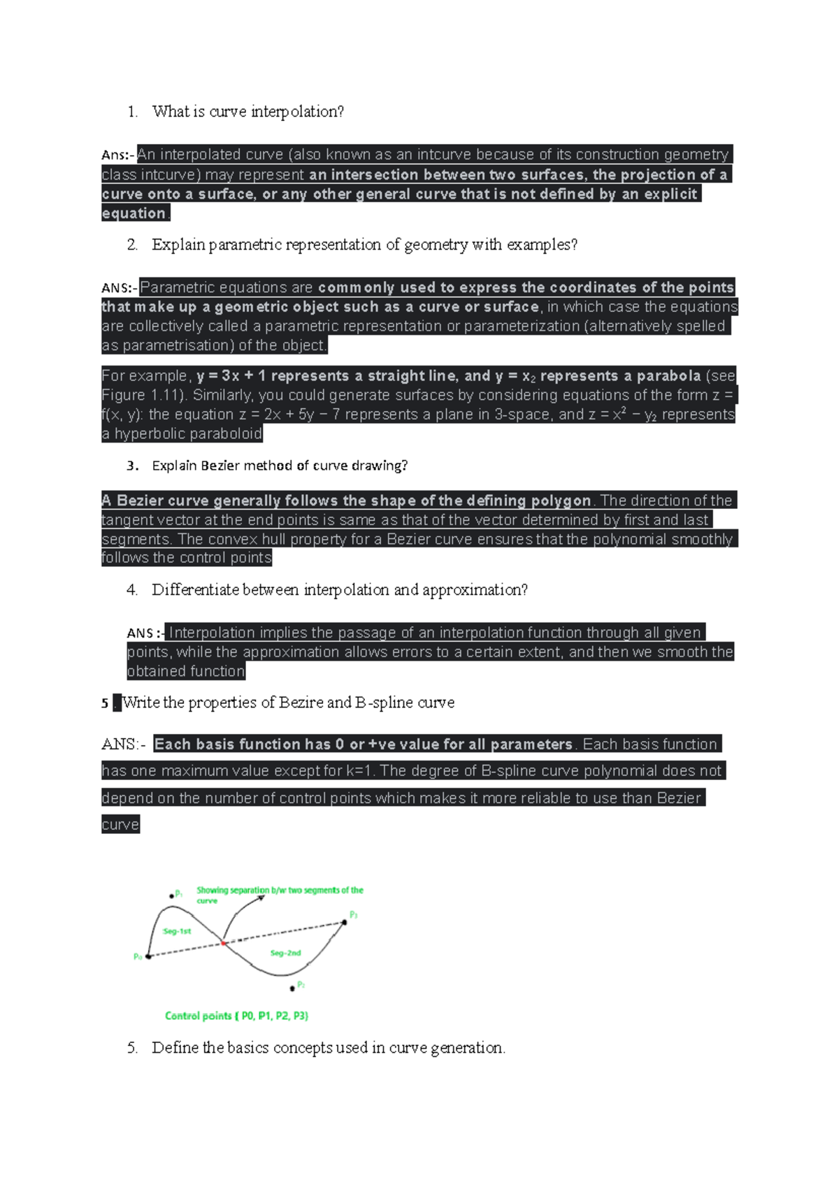 UNIT 4 - What is curve interpolation? Ans:- An interpolated curve (also ...