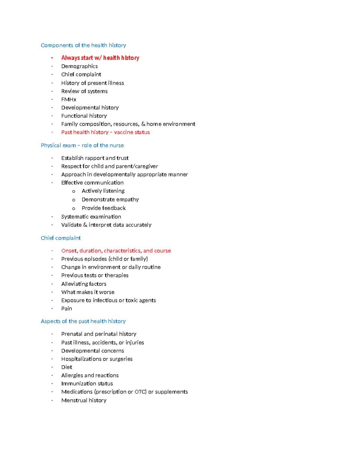 CH 10 Health Assessment of Children - Components of the health history ...