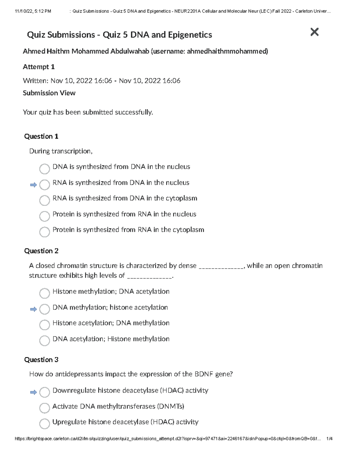 Quiz 1,2,3,4 - practice quizzes - 11/10/22, 5:12 PM : Quiz Submissions ...