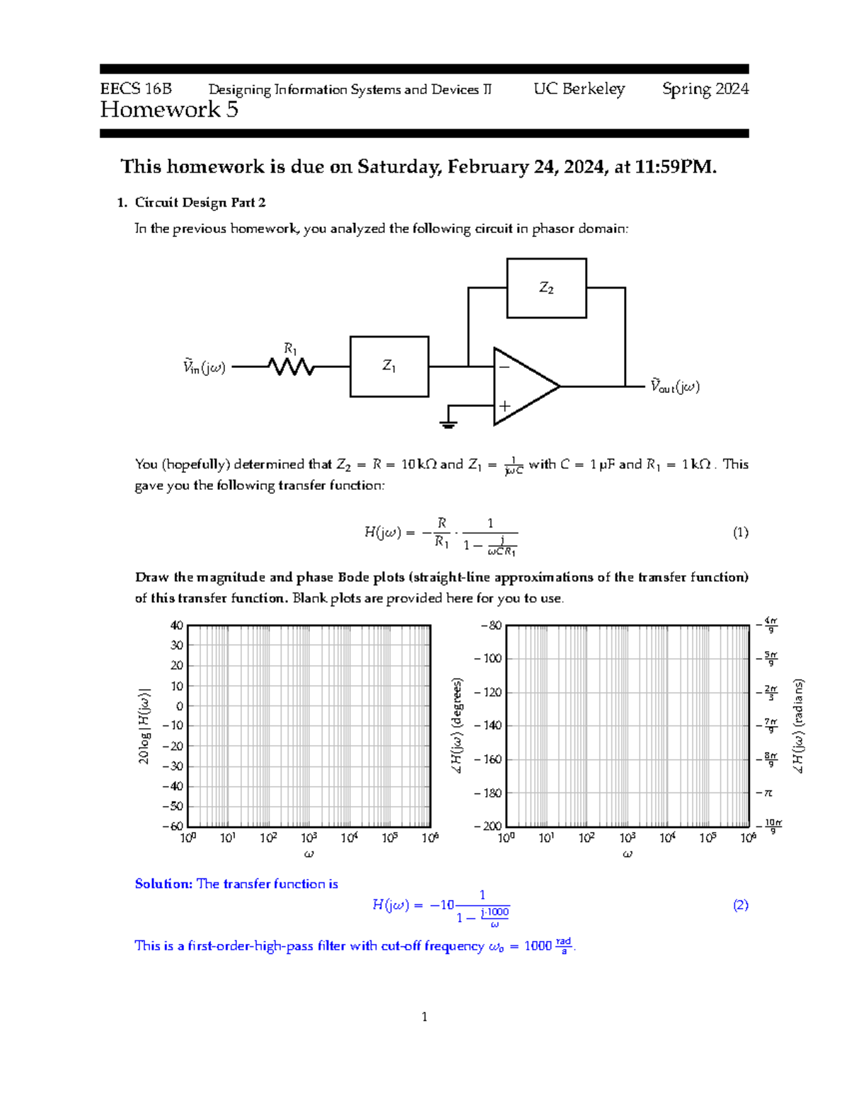 Hw05 sol - homework solution - EECS 16B Designing Information Systems and Devices II UC Berkeley ...
