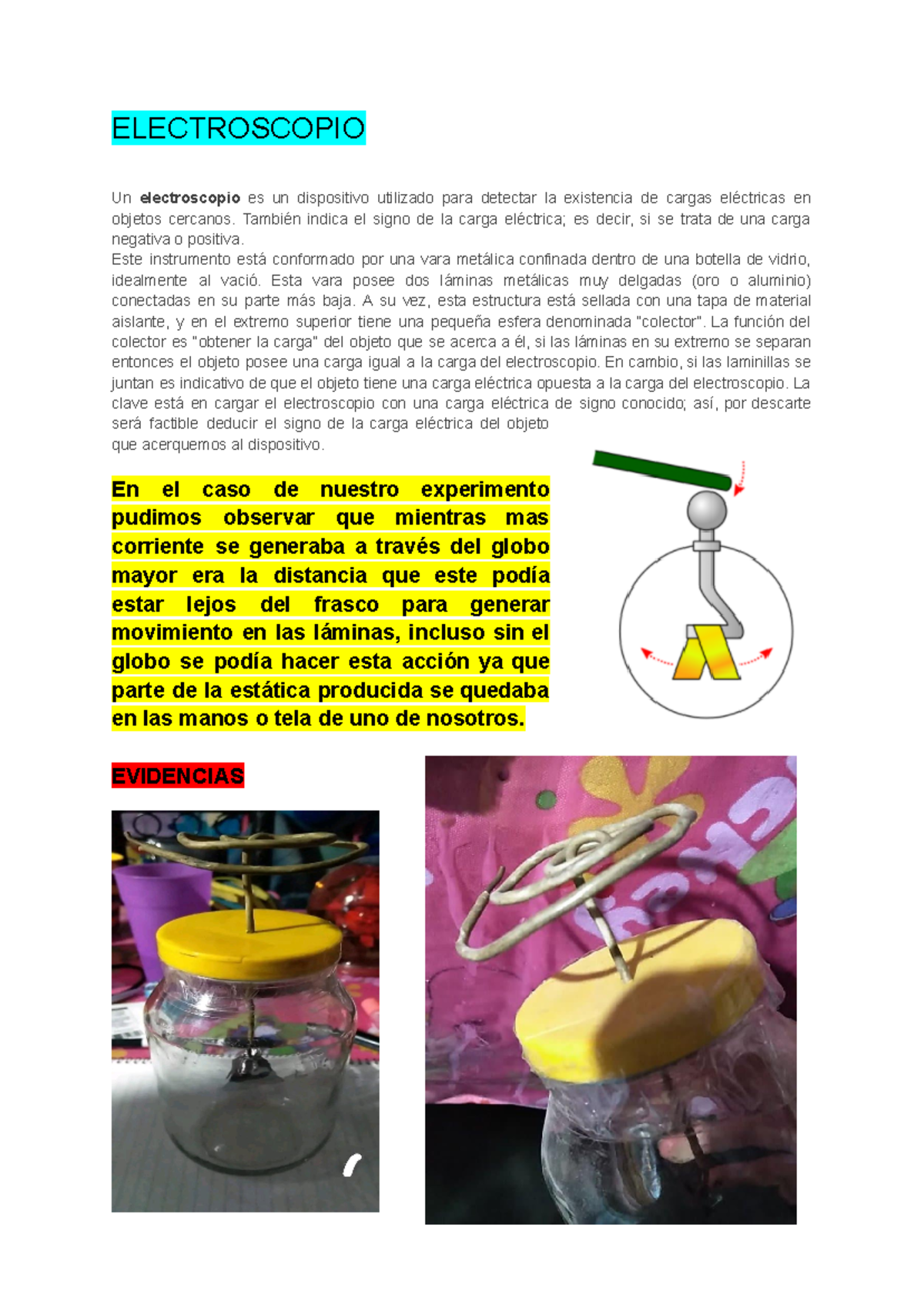 Electroscopio Documento sin título - ELECTROSCOPIO Un electroscopio es ...