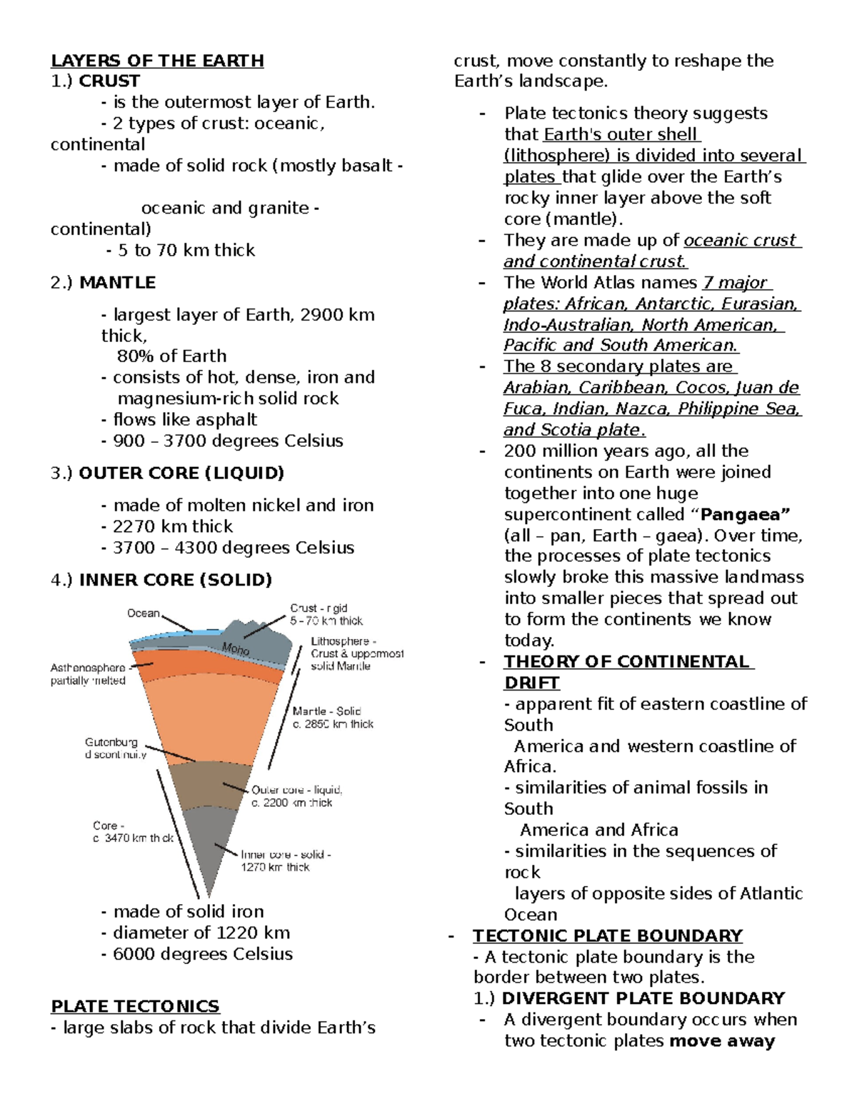 Layers OF THE Earth - study hard - LAYERS OF THE EARTH 1.) CRUST is the ...
