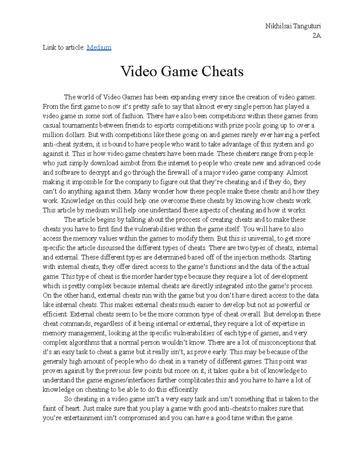 Understanding Video Game Cheats - Weekly Paper #4.7 - Nikhilsai ...