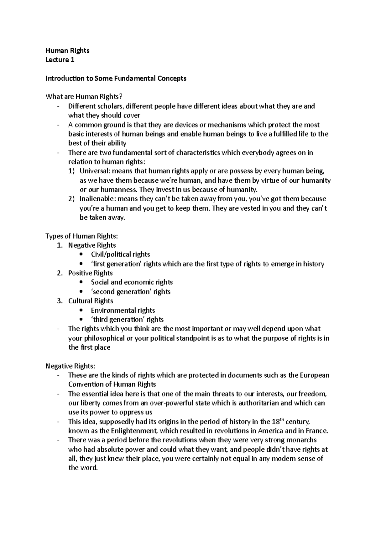 Lecture 1: Introduction to the Module - Human Rights Lecture 1 ...