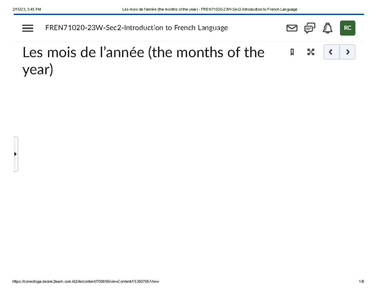 Les mois de l’année (the months of the year) - FREN71020-23W-Sec2 ...