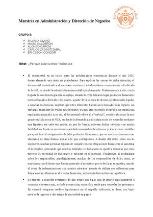 Ensayo Inflación de un digito - Universidad de Lima Escuela de Posgrado ...