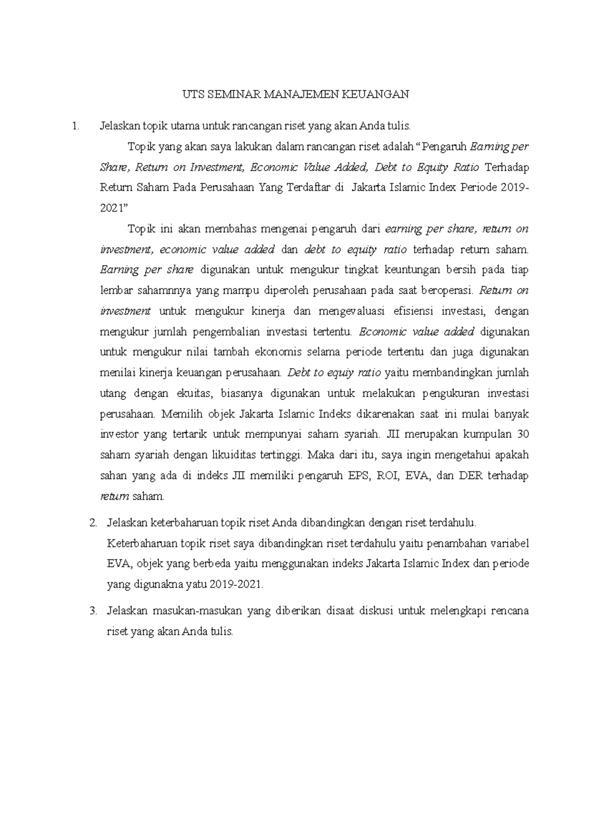 UTS Seminar M Keuangan - UTS SEMINAR MANAJEMEN KEUANGAN Jelaskan topik ...