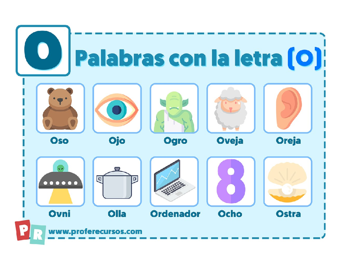 Vocabulario - preescolar - Palabras con la letra (o) Oso Ojo Ogro Oveja ...