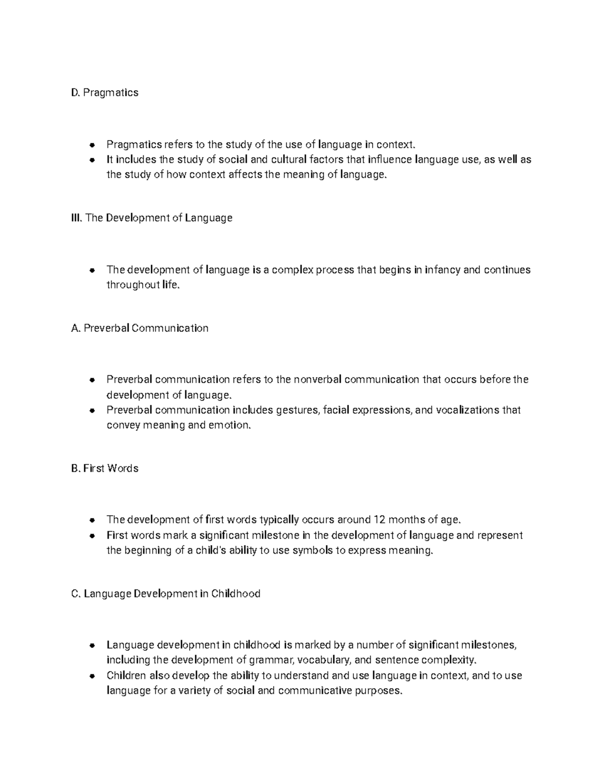 Lecture notes on language and communication pt.2 - D. Pragmatics ...