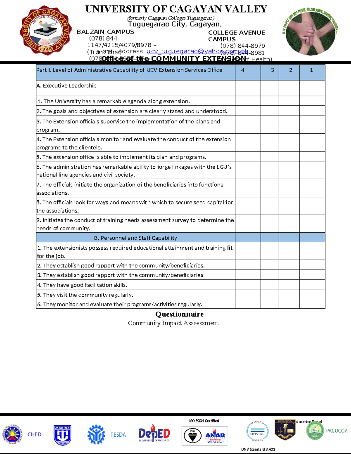 Exhibit 1.1 Impact Study on Community Extension and Outreach Activities ...