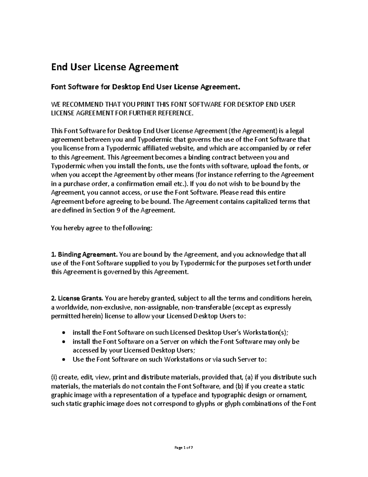 Typodermic Desktop EULA 2023 - End User License Agreement Font Software ...