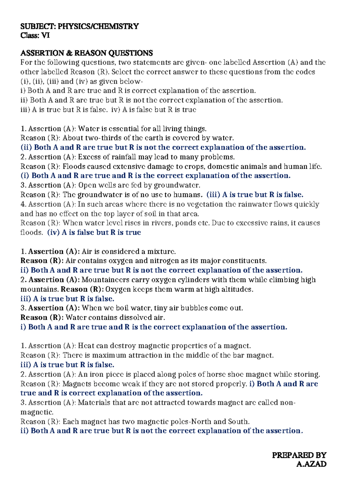 6-AR-12 - Ivviviigkvivivgi - SUBJECT: PHYSICS/CHEMISTRY Class: VI ...