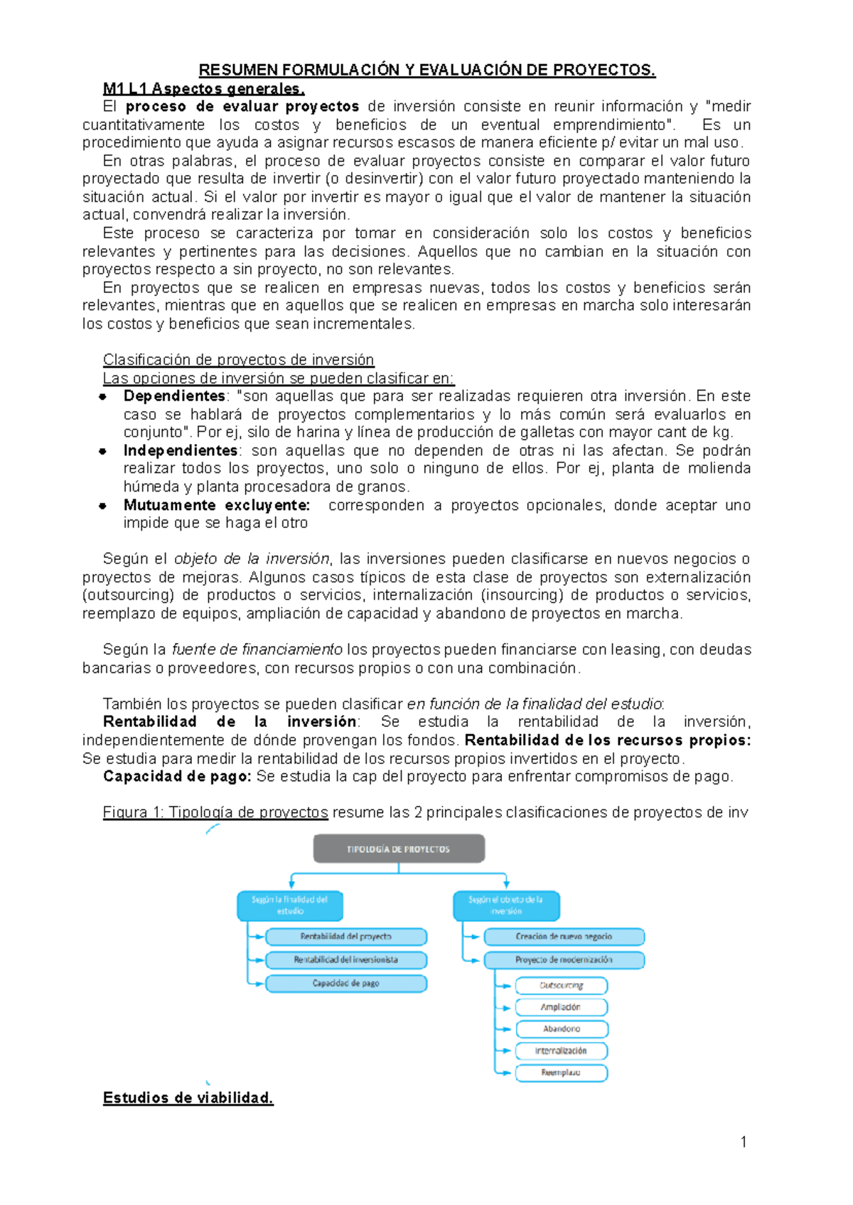 Resumen formulacion y evaluacion de proyectos (M1 y M2) - RESUMEN FORMULACIÓN Y EVALUACIÓN DE ...