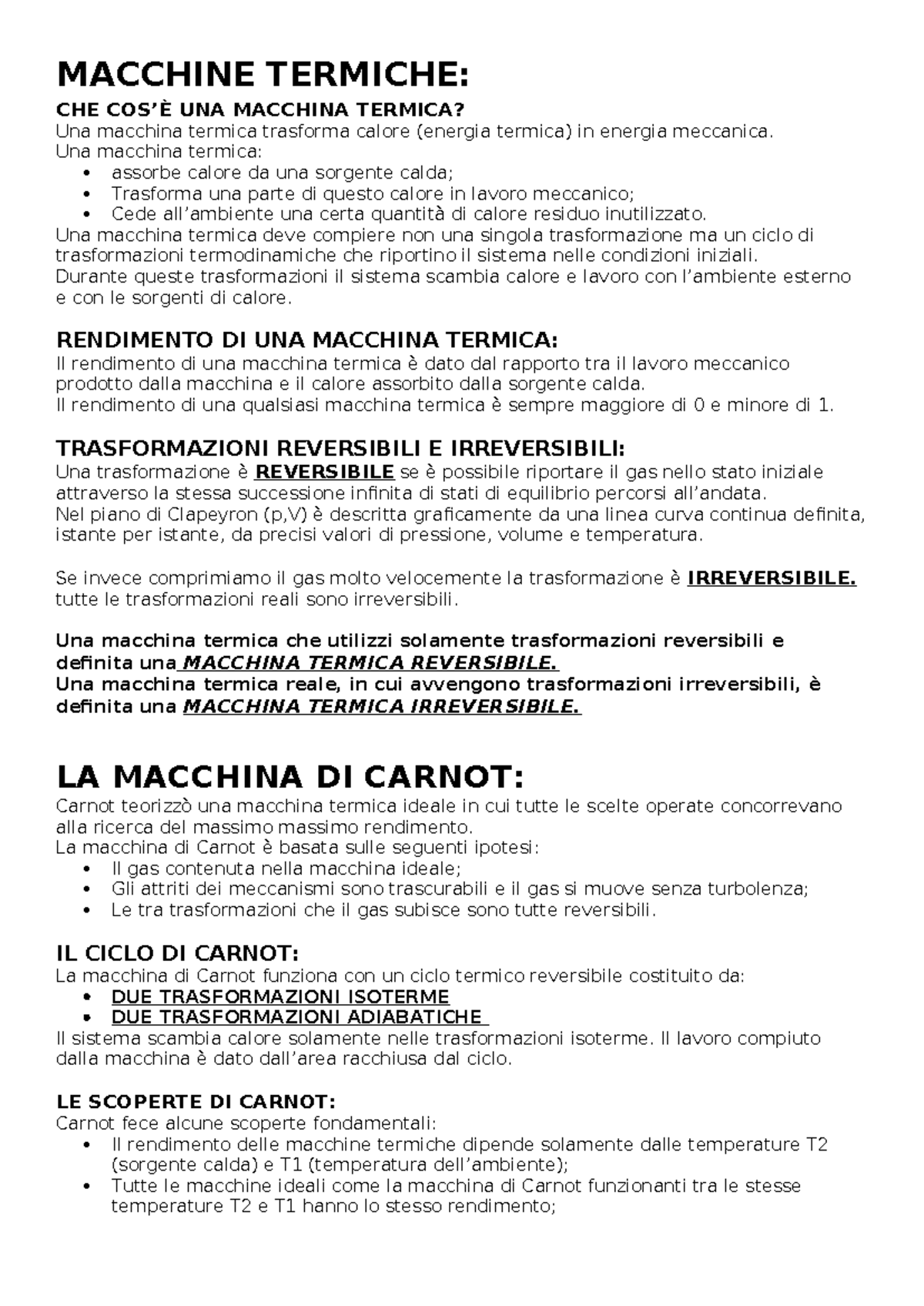 Macchine Termiche - APPUNTI SULLA LEZIONE - MACCHINE TERMICHE: CHE COS’È UNA MACCHINA TERMICA ...