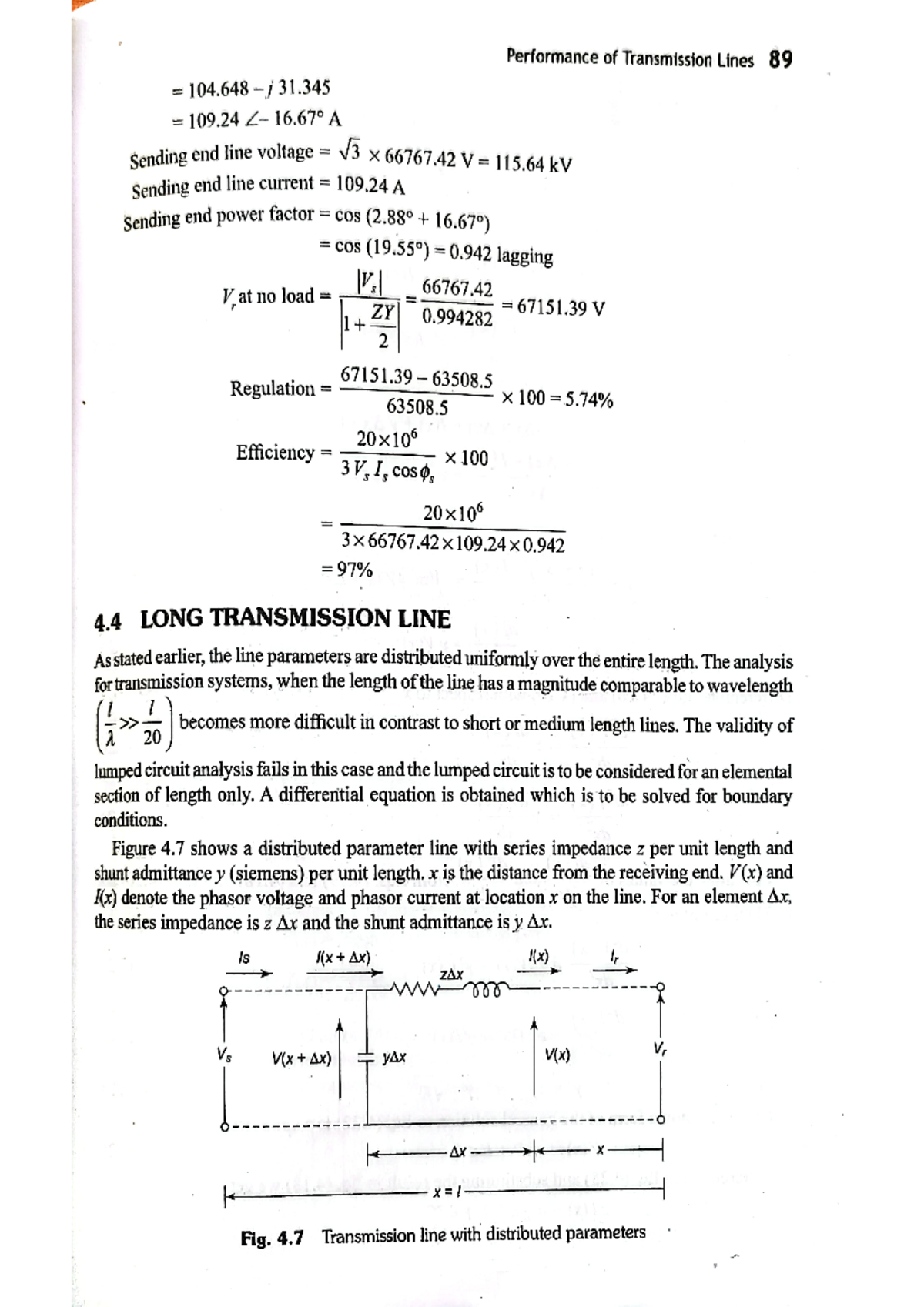 LONG Transmission LINE - Performance of Transmission Lines 89 104 1 j ...