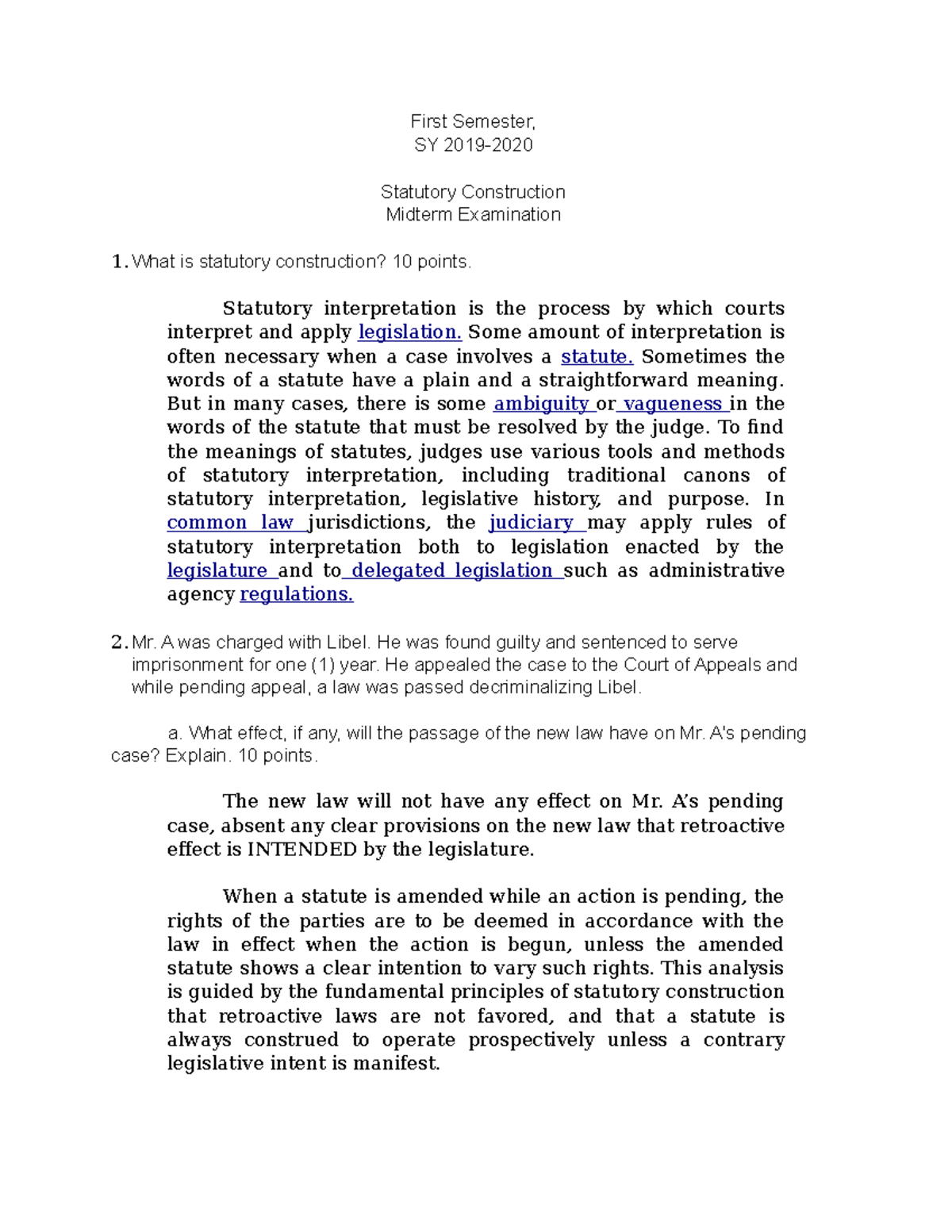 Midterm Exam 202 - Lecture Notes - First Semester, SY 2019- Statutory ...