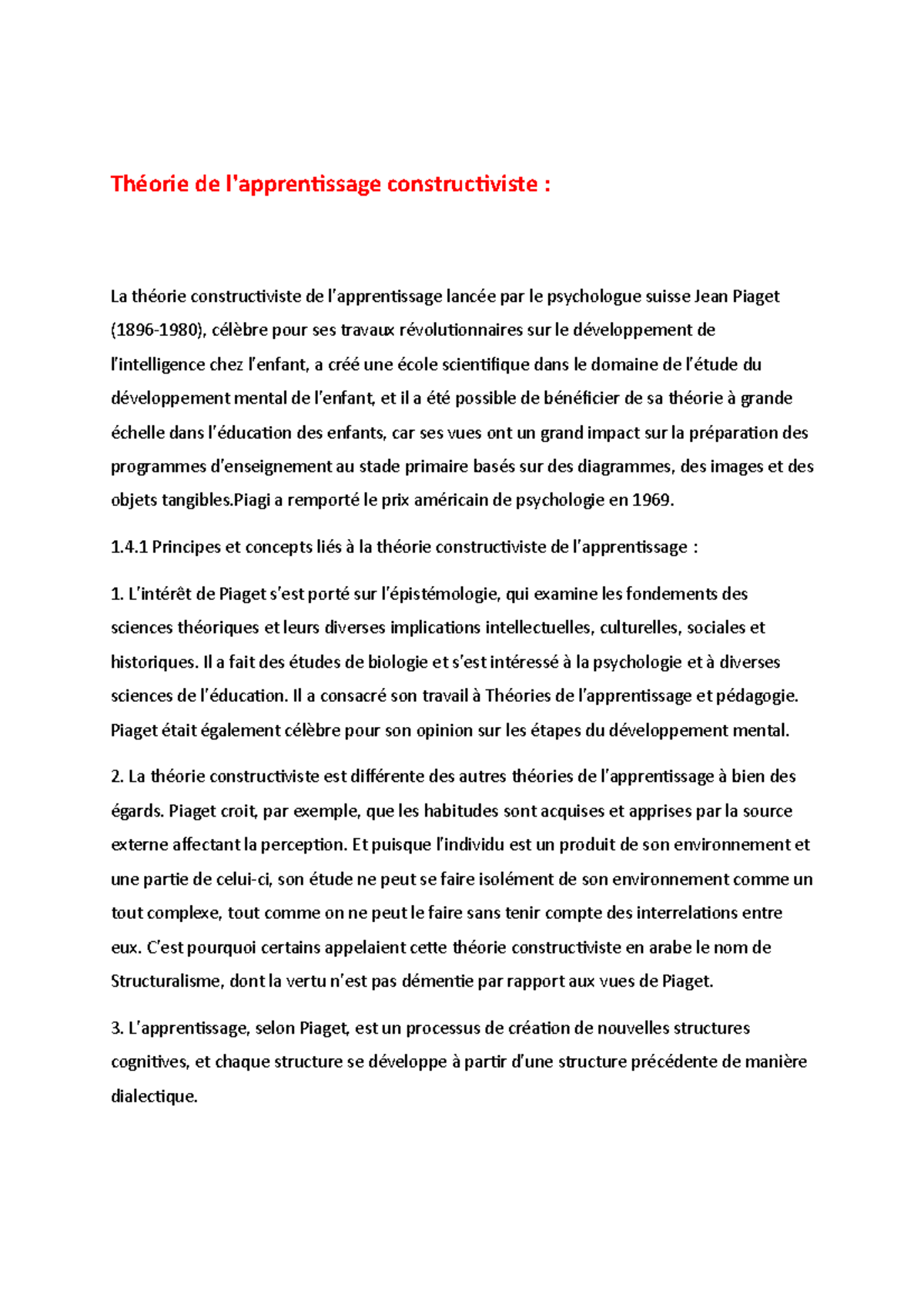 Théorie d'apprentissage constructive - 1.4 Principes et concepts liés à ...