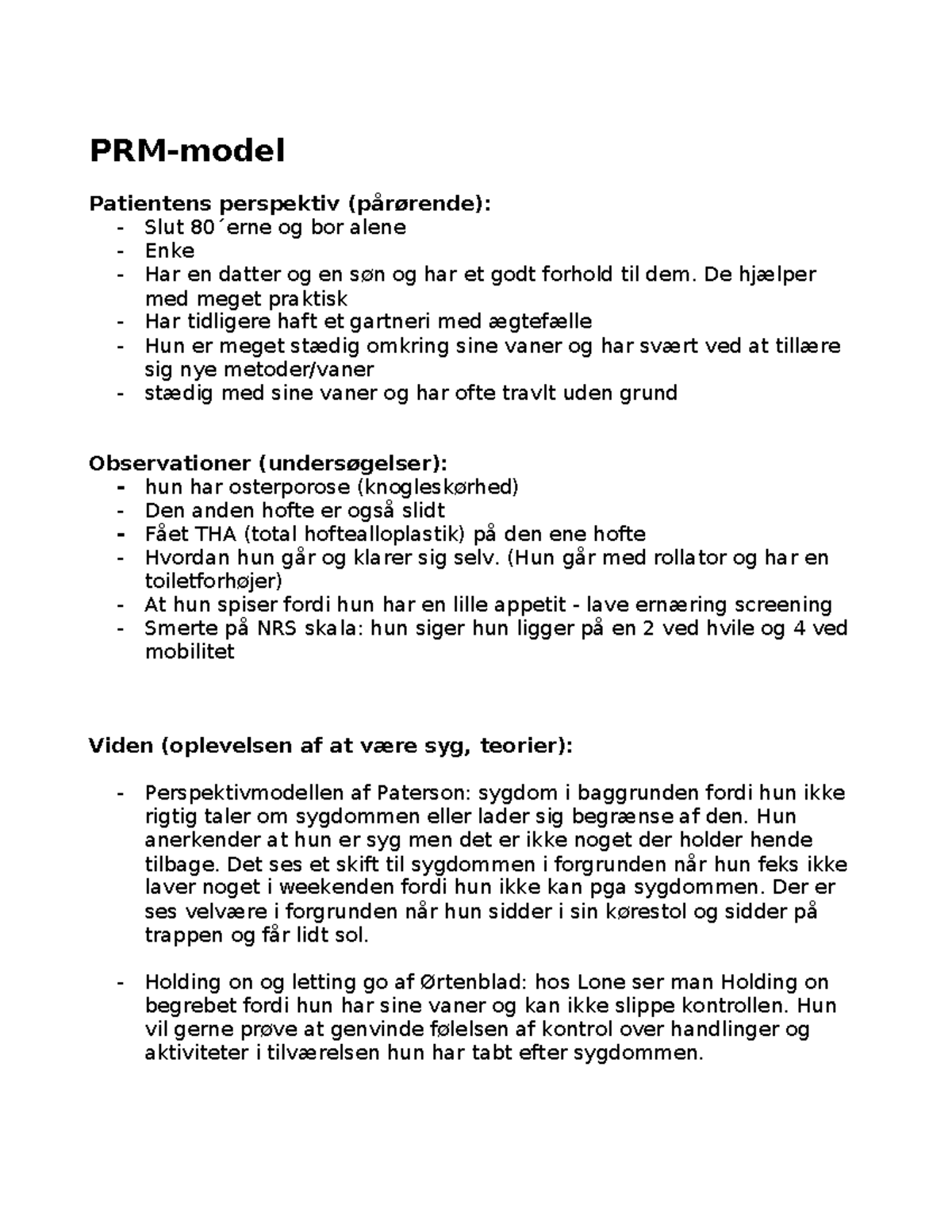 PRM model analyse af borger praktik 1 - PRM-model Patientens perspektiv ...