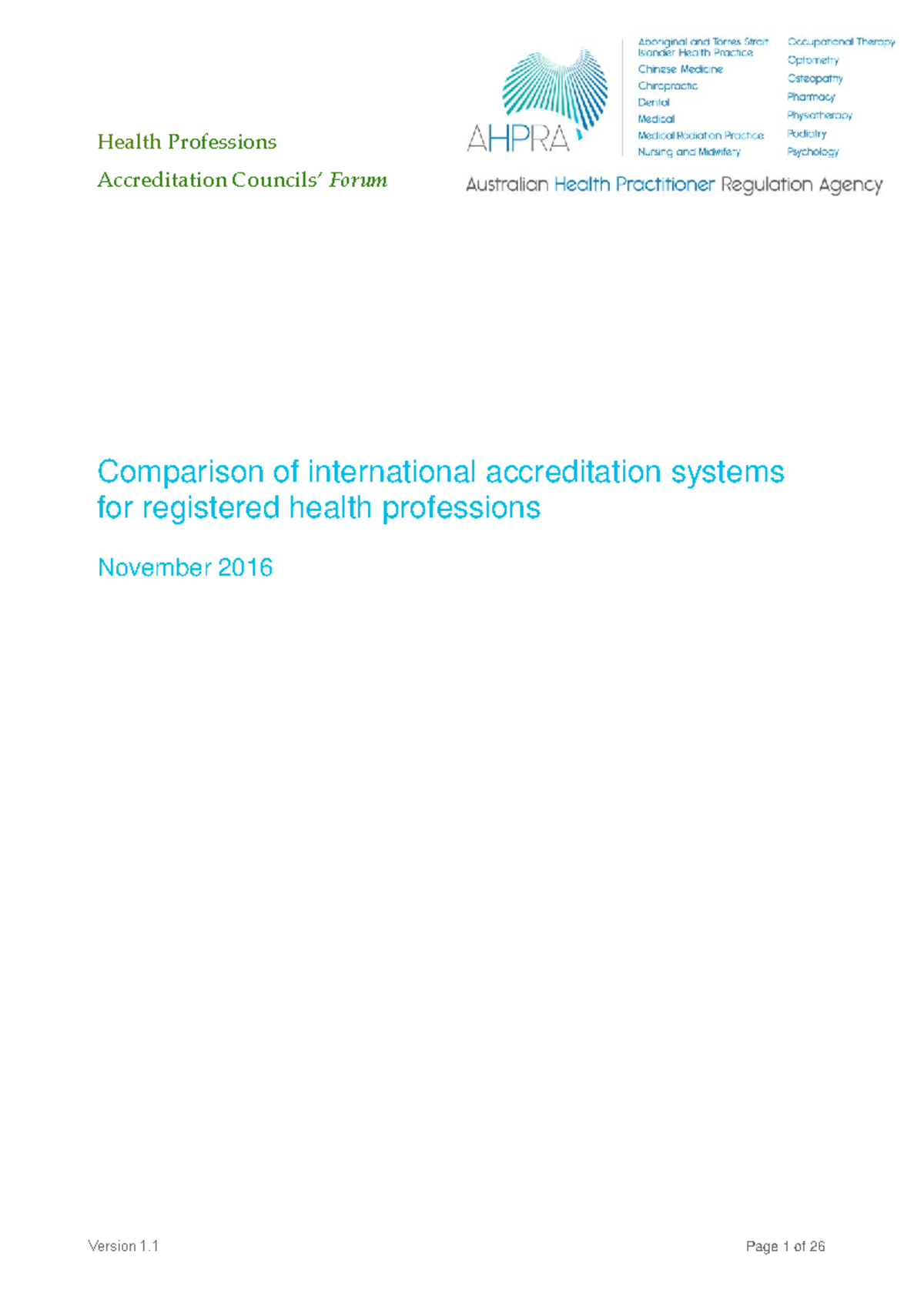 Ahpra Publication Comparison of international accreditation systems for ...