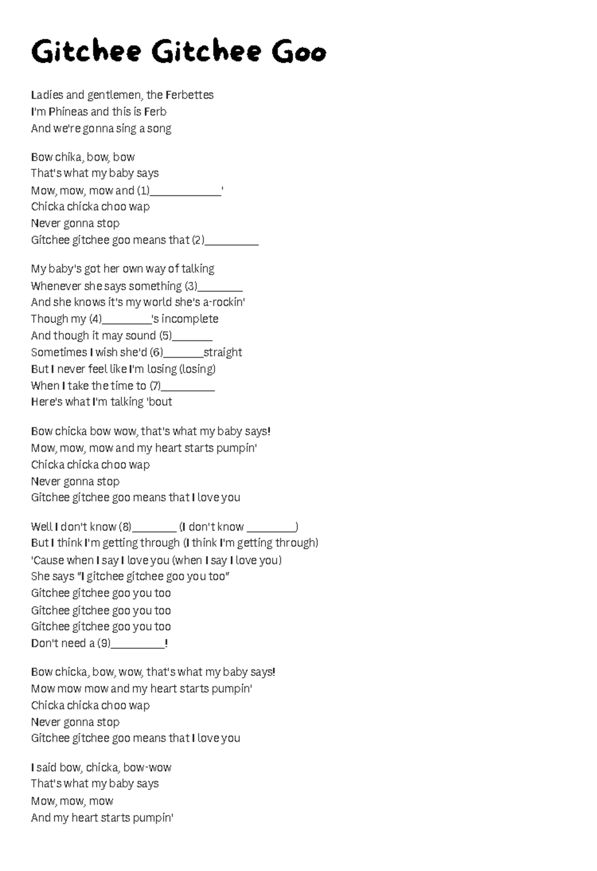 Gitchee Gitchee Goo - 1234 - Gitchee Gitchee Goo Ladies and gentlemen ...