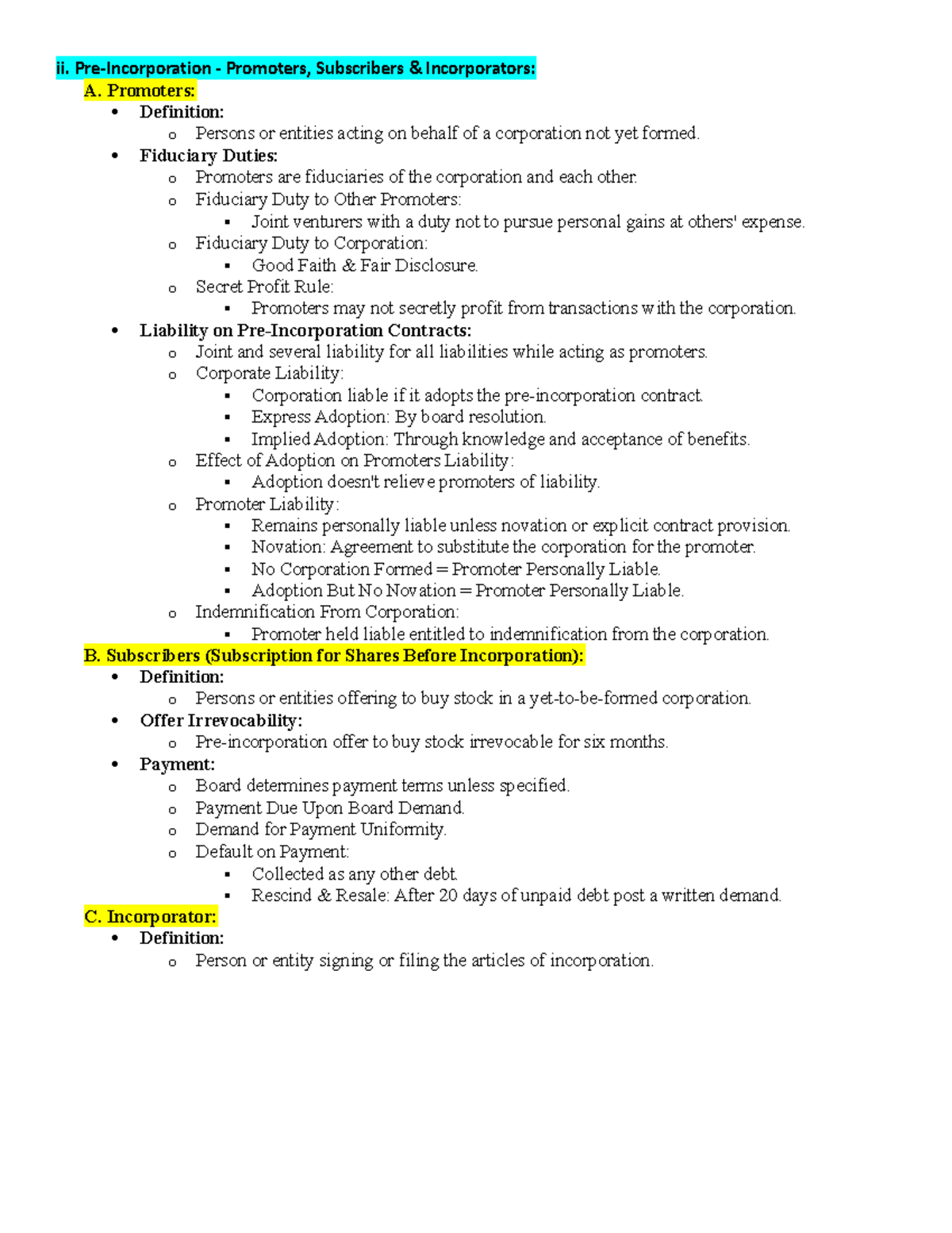 Pre-Incorporation Bar Max Outline - ii. Pre-Incorporation - Promoters ...