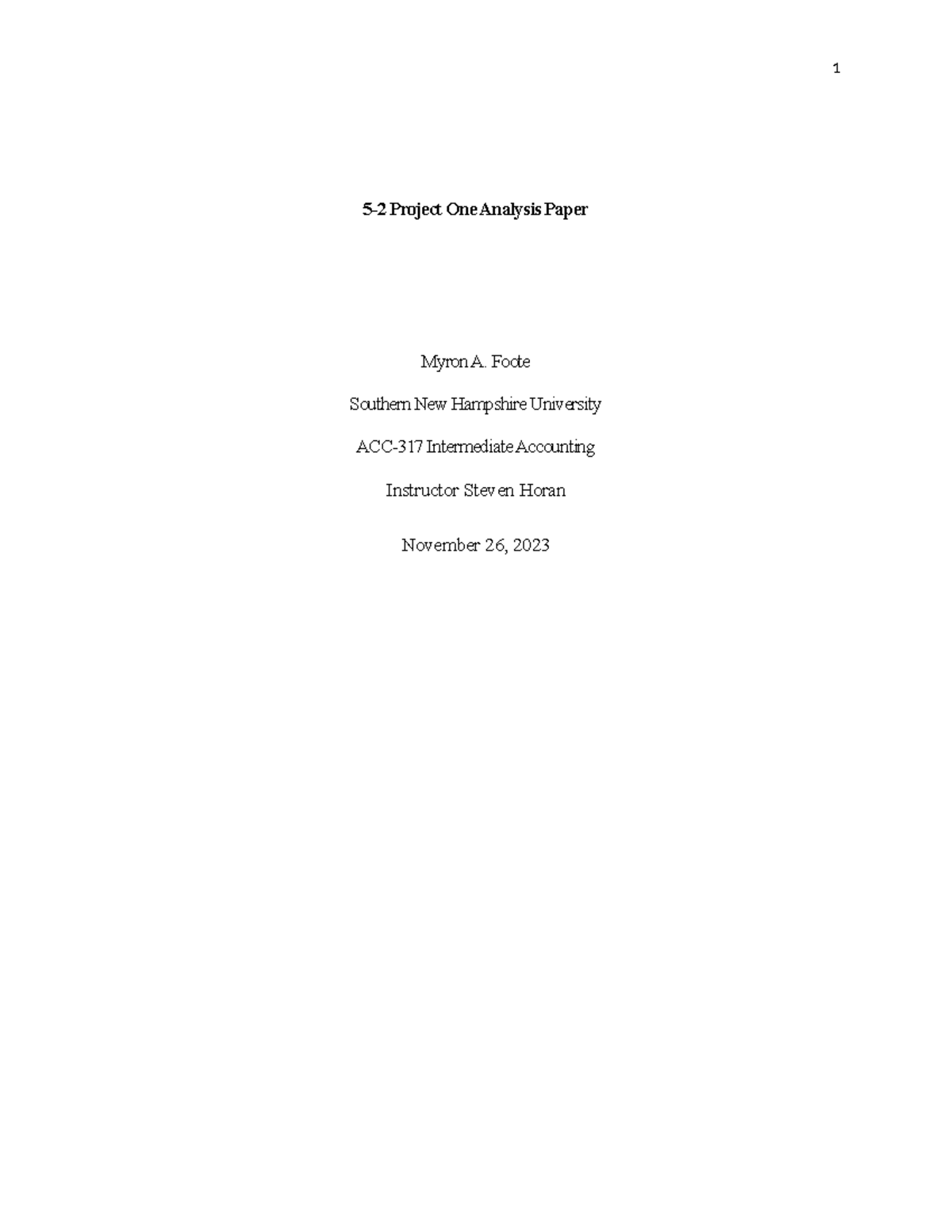 ACC 317 Project One Anaysis Paper - 5-2 Project One Analysis Paper ...