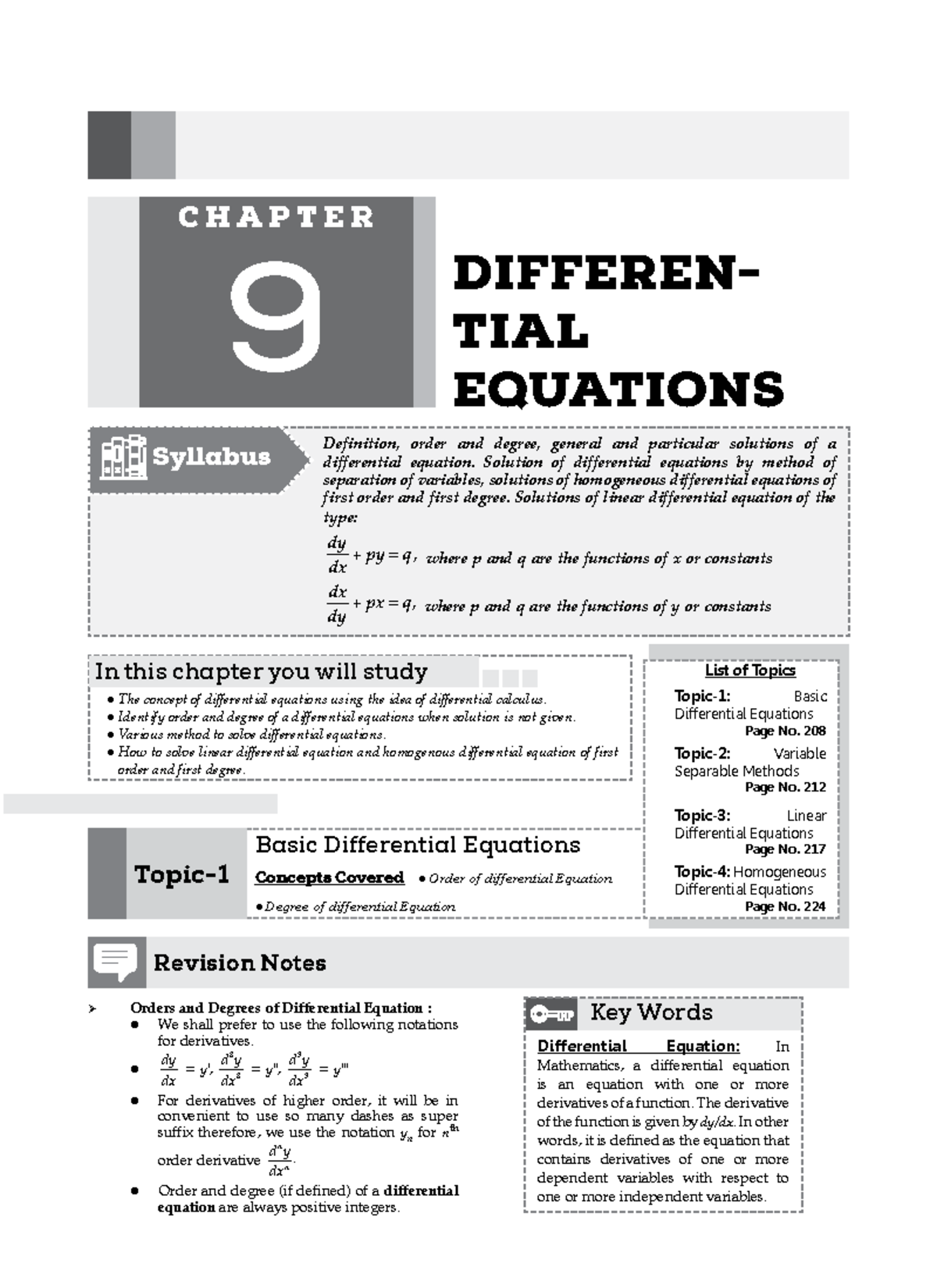 9. Differential Equations - Differen- tial equations Definition, order ...