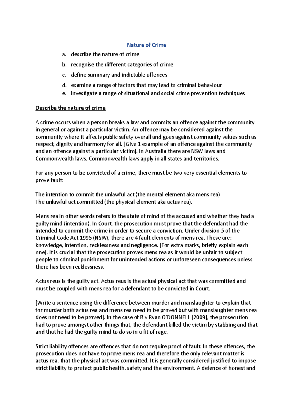 Nature of Crime and Categories - Studocu