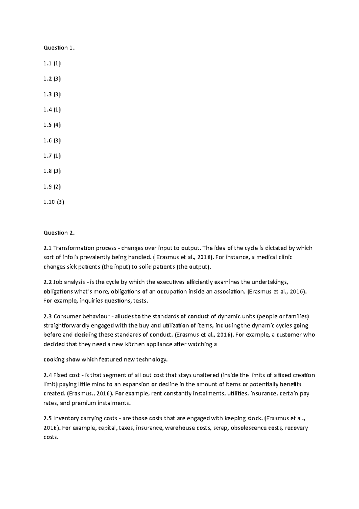 BMNG5112F Exam - Business Exam - Question 1. 1 (1) 1 (3) 1 (3) 1 (1) 1 ...