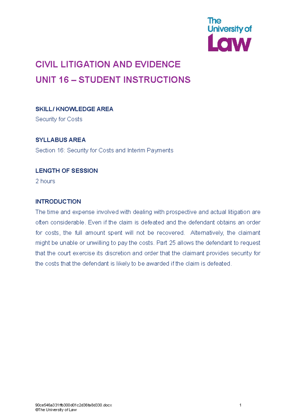 2122 civ unit16 ce01 stutins and briefs v2 - CIVIL LITIGATION AND ...
