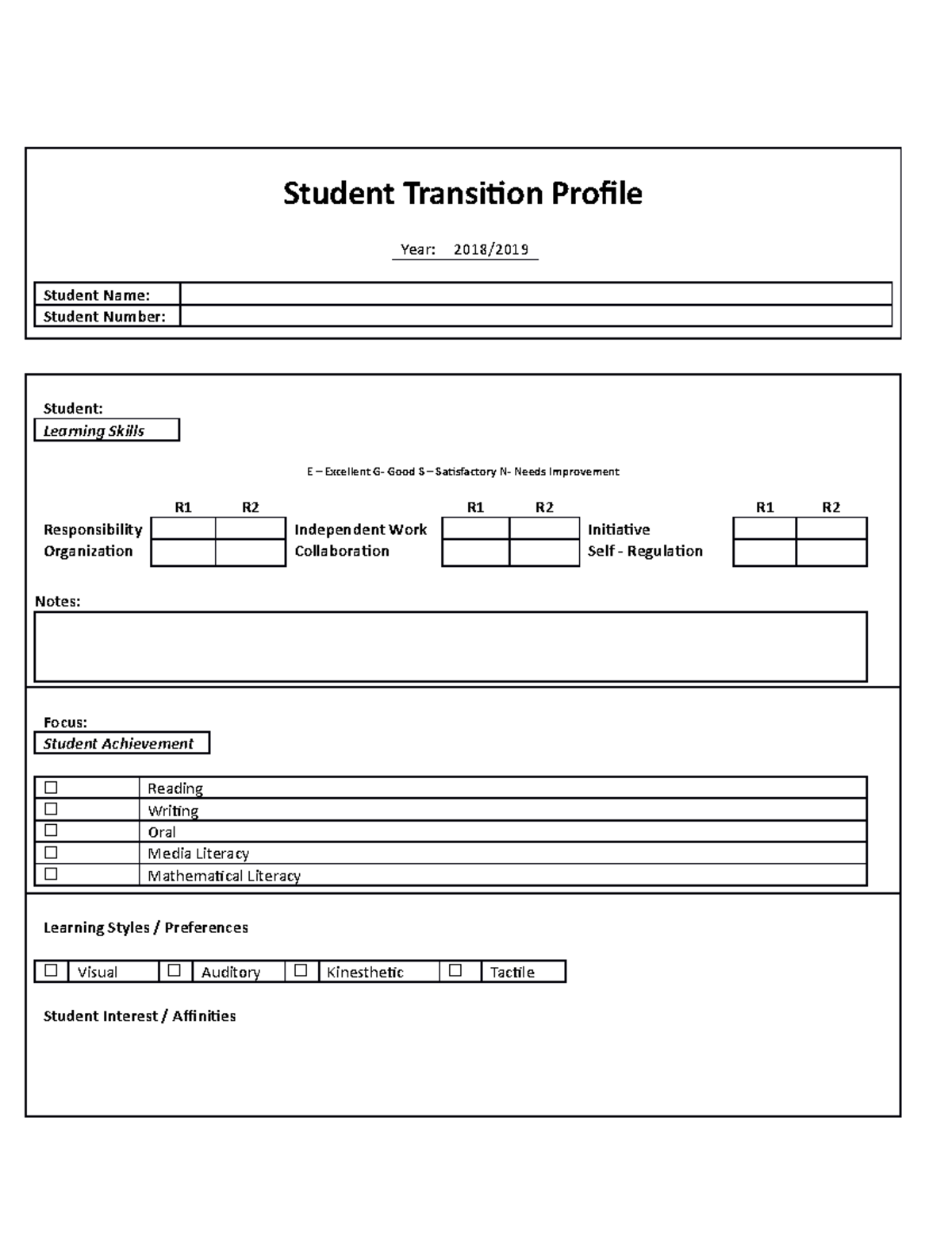 Student Transition Profile - Student Transition Profile Year: 2018 ...