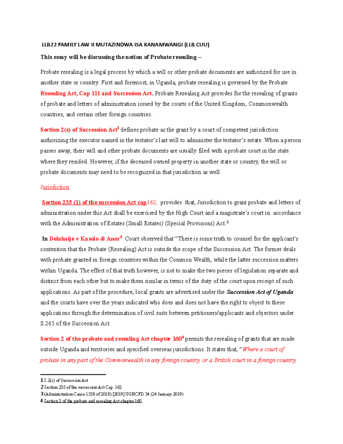 Notion of Probate resealing - First and foremost, in Uganda, probate ...