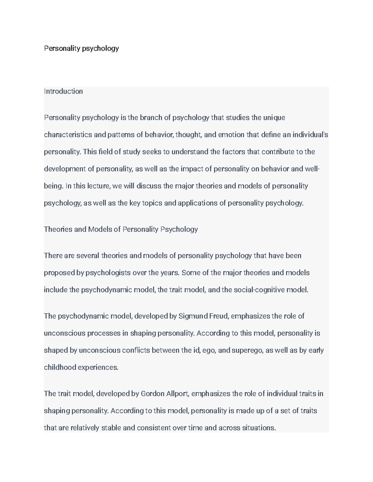 Personality psychology - Personality psychology Introduction ...