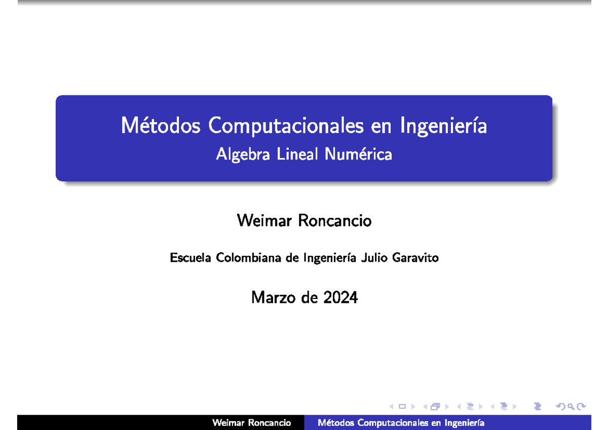 Algebra Lineal Numerica 2024-1C - Análisis numérico - Studocu