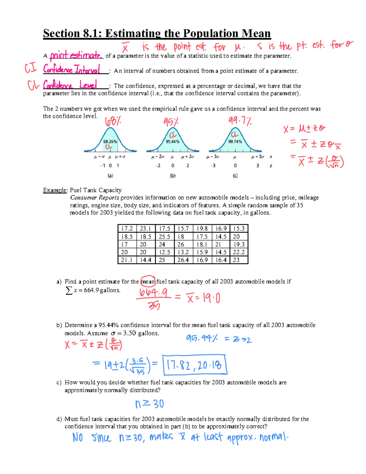 8 - Chapter 8 notes Jennifer beckman - Section 8: Estimating the ...