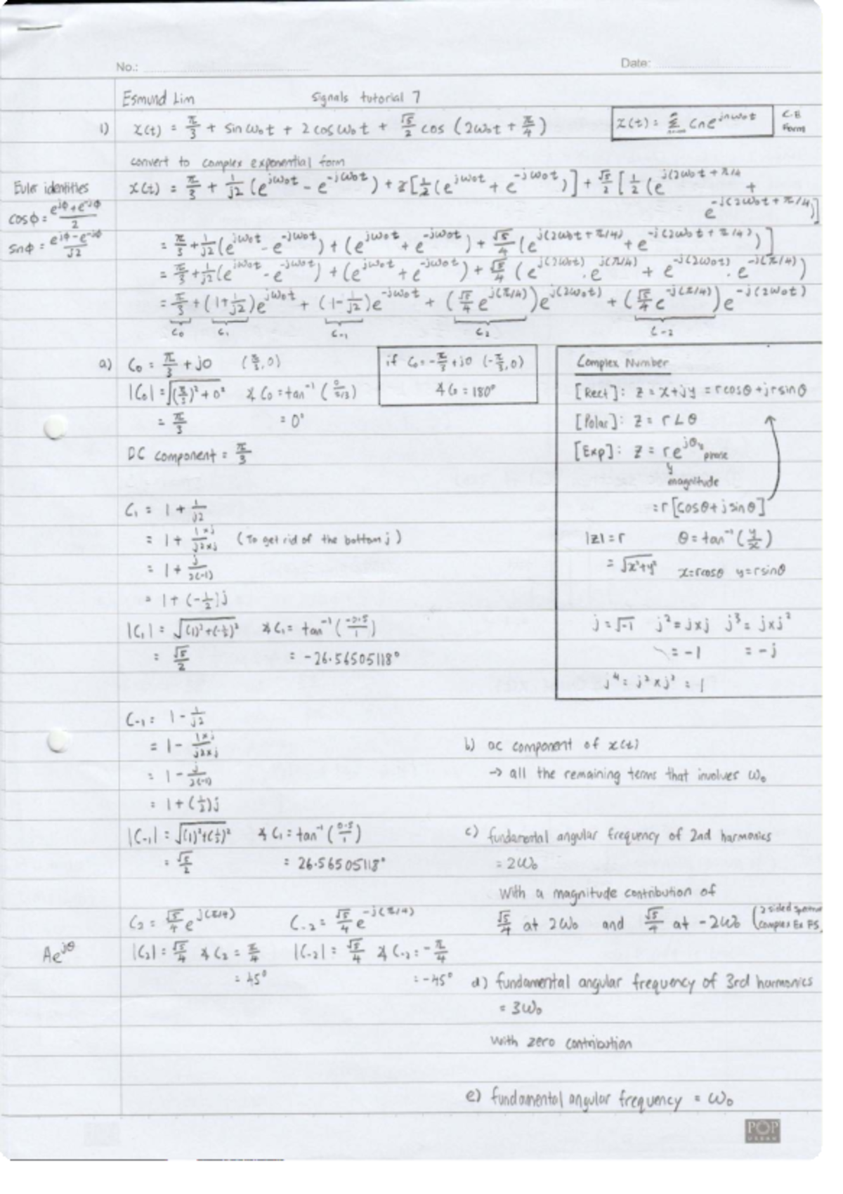 Signals Tutorial 7 Solution - EE2010 - Studocu