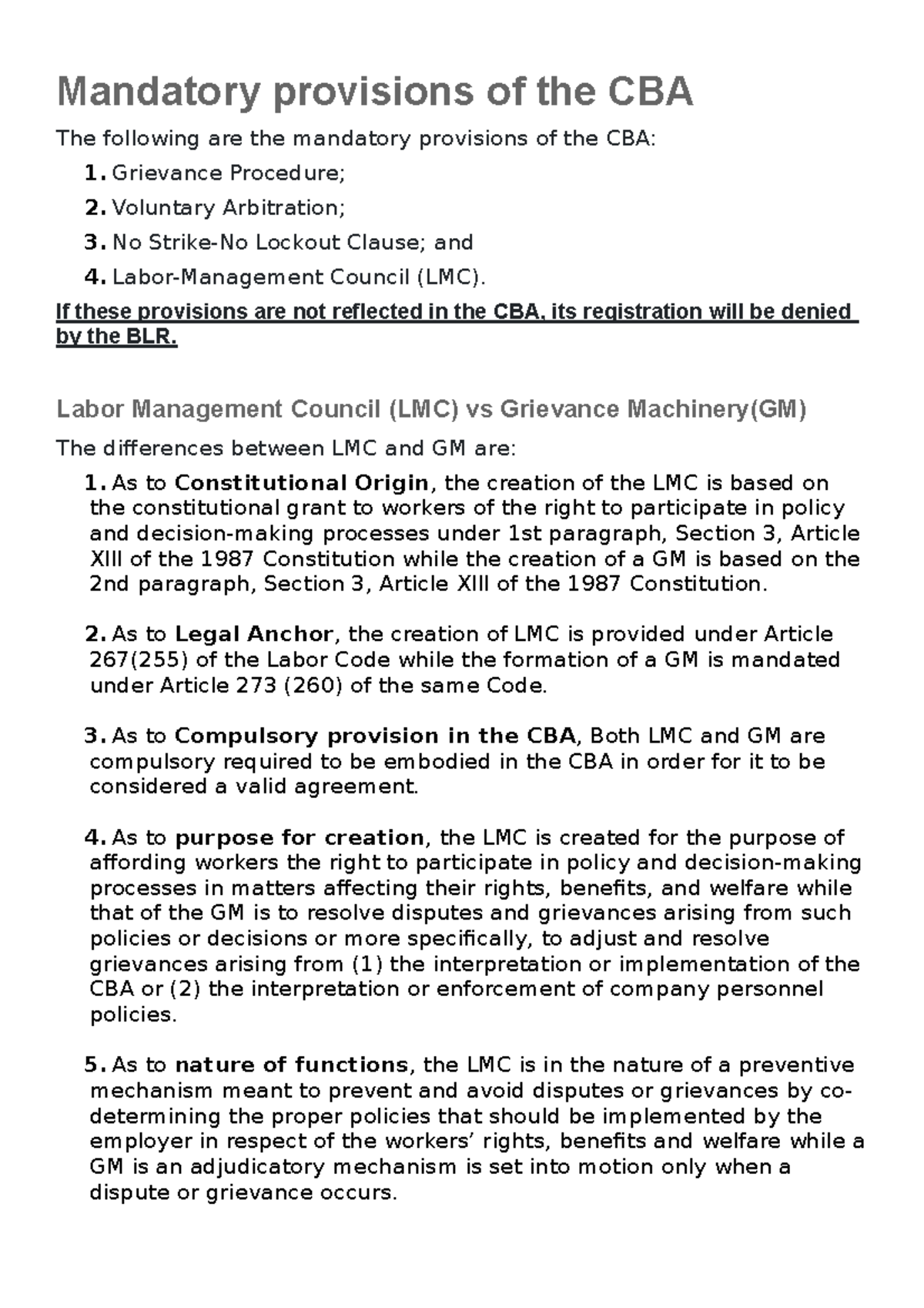 Hirap hanapin topic mo jong - Mandatory provisions of the CBA The ...