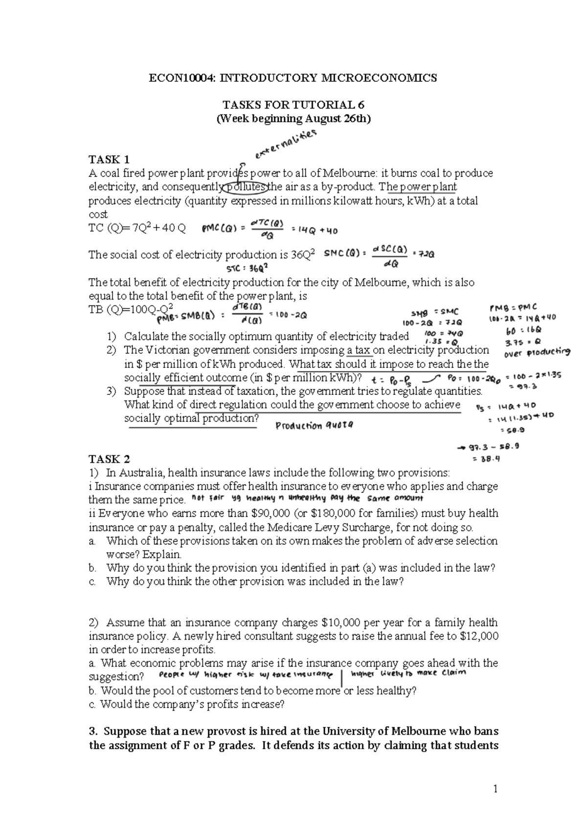 Week+6+Tutorial+Questions - 1 TASK 1 A coal fired power plant provides ...