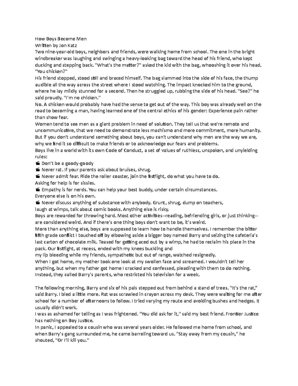 Finding My Tribe - N/A - How Boys Become Men Written by Jon Katz Two ...