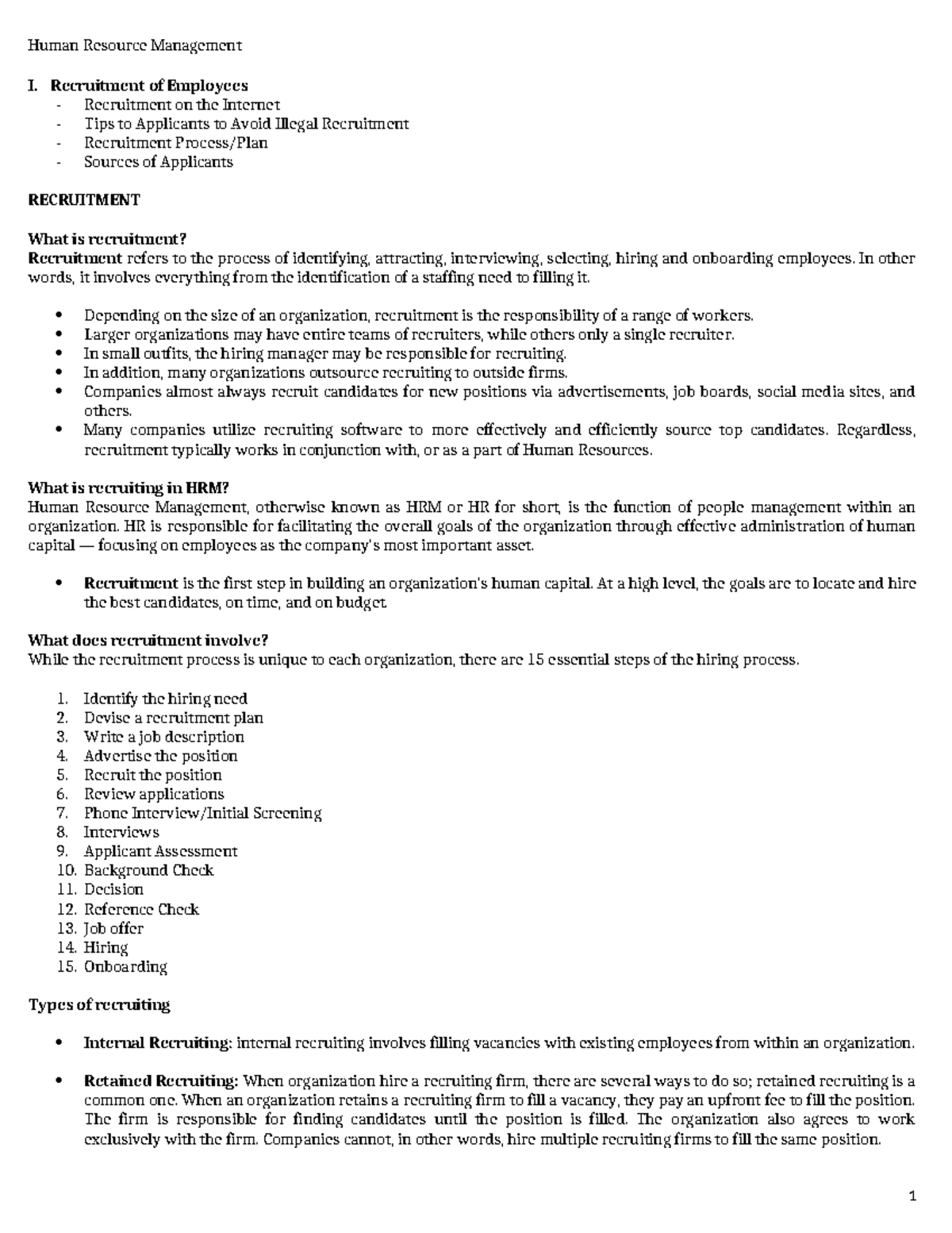 Handout 3 - Human Resource Management - Human Resource Management I ...