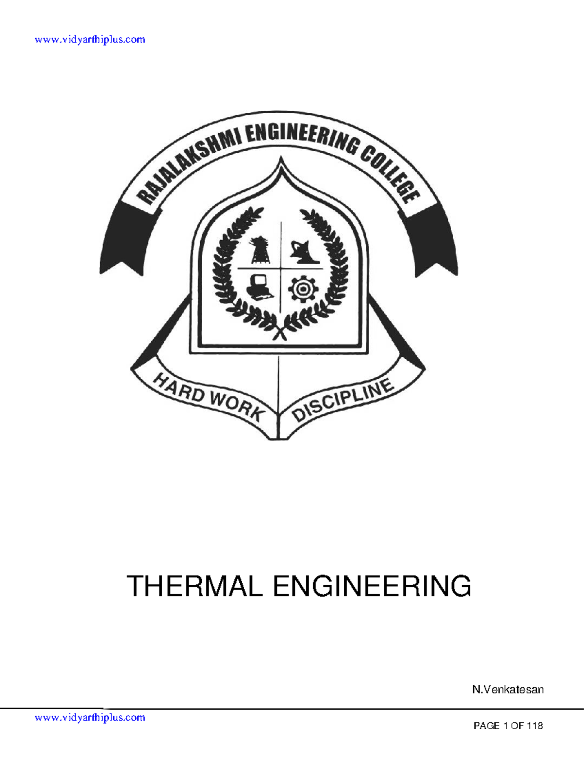 ME 2301 Thermal Engineering - THERMAL ENGINEEIRNGTHERMAL ENGINEERING PAGE 1 OF 118 N ...