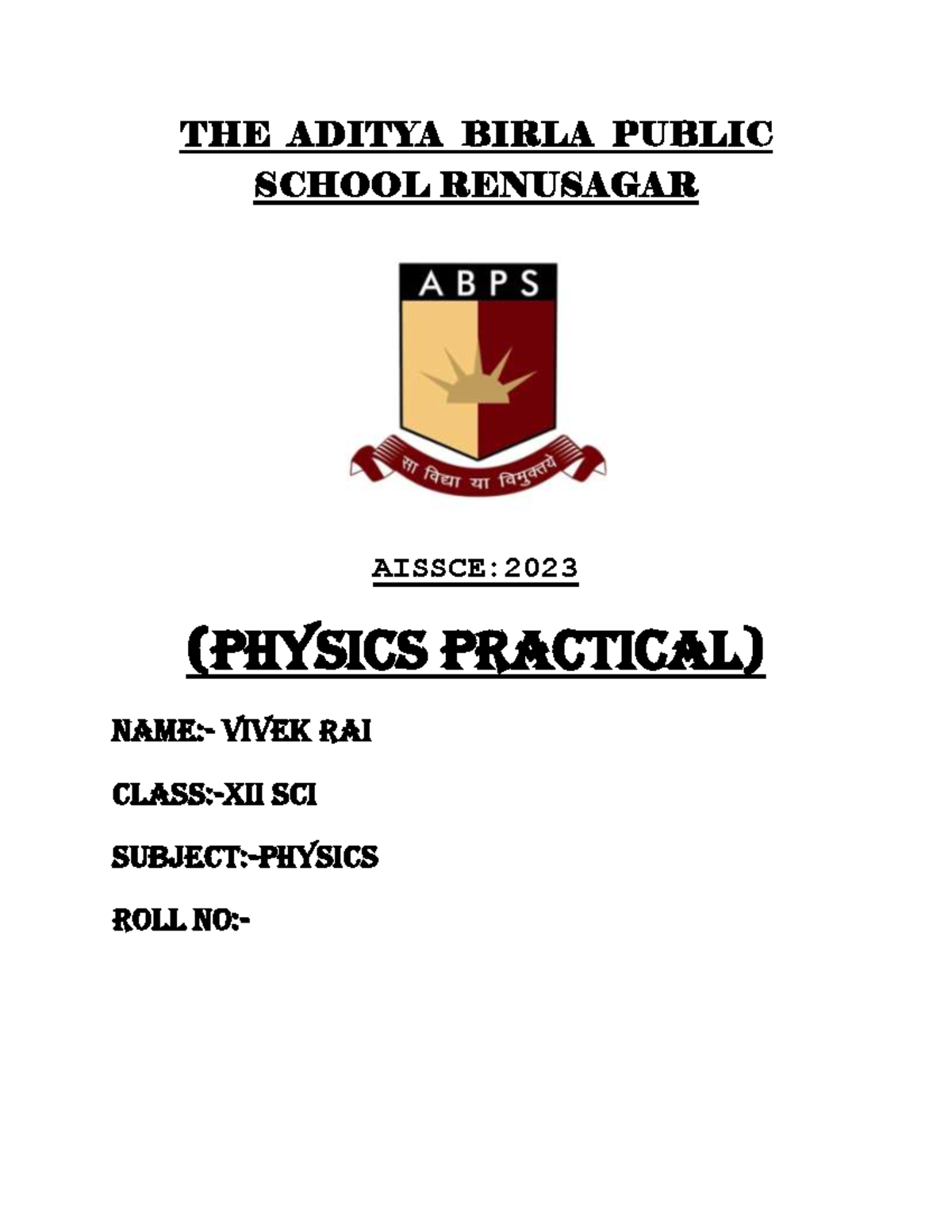 Vivek Physics Project - Notes of science - THE ADITYA BIRLA PUBLIC ...