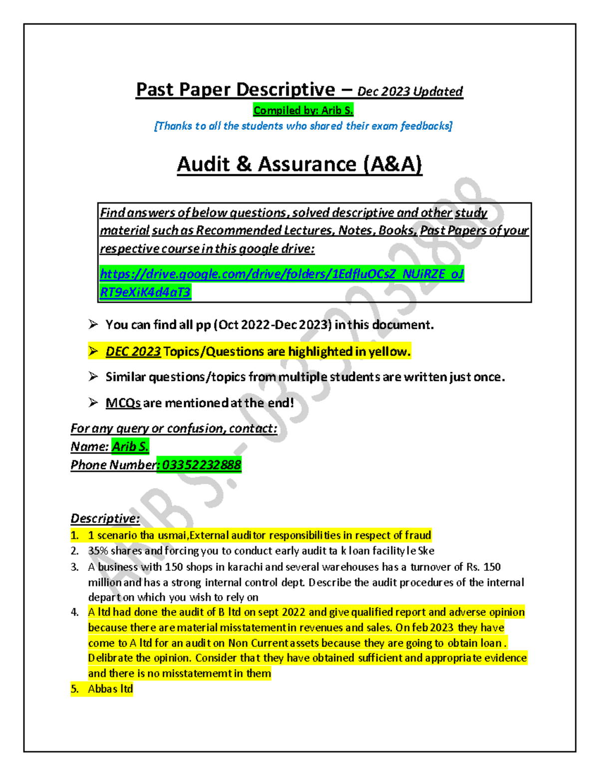 14. PP Audit - DEC'23 Updated - Past Paper Descriptive – Dec 2023 ...