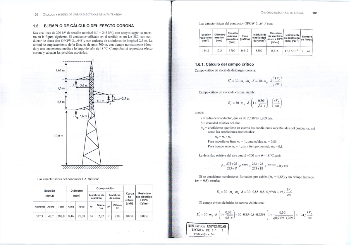 Ejercicio efecto corona - 100 CALCULo y DrsENo DE LINEAS ELECTRICAS DE ...