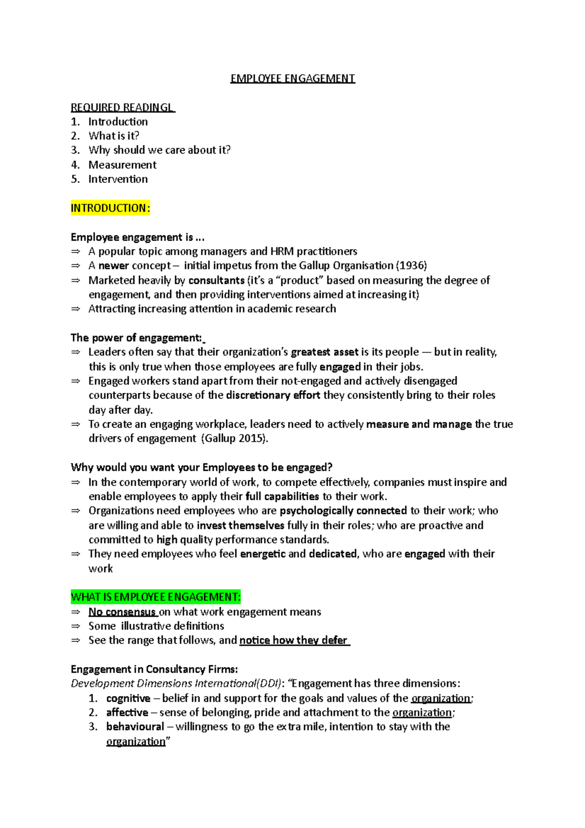 Employee engagement - Exam summary - EMPLOYEE ENGAGEMENT REQUIRED ...