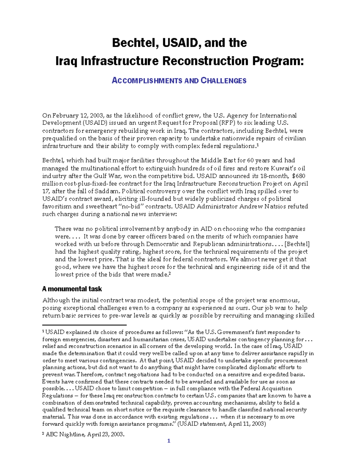 Bechtel,- Usaid,-and-the-Iraq-Infrastructure-Reconstruction-Program -Accomplishments and ...
