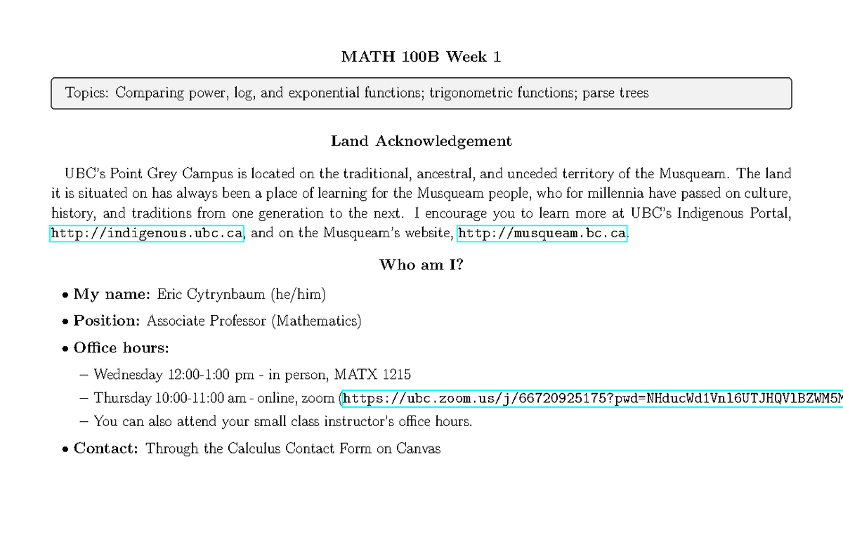 Week 1 Lecture - MATH 100 - UBC - Studocu