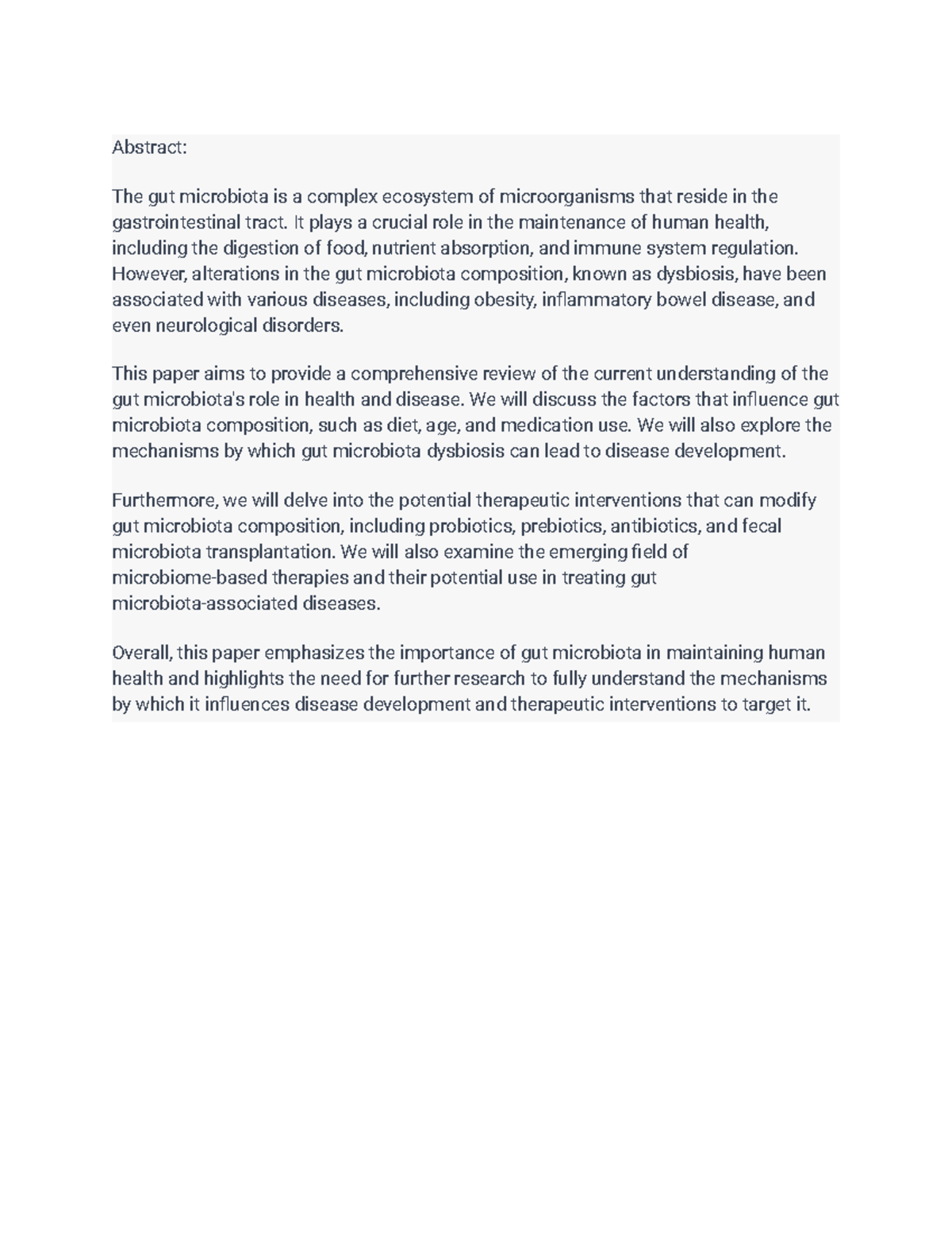 The Role of Gut Microbiota in Health and Disease - Abstract: The gut ...