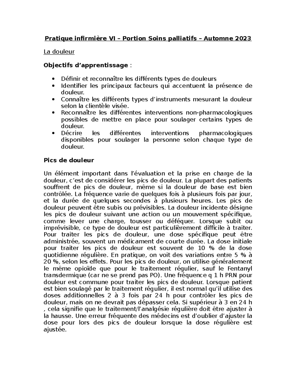 Pratique infirmière VI - Volet Soins palliatifs - Pratique infirmière ...